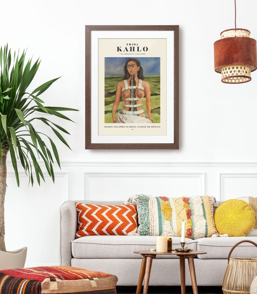 Mid-century modern Frida Kahlo The Broken Column poster - Weekend Concept