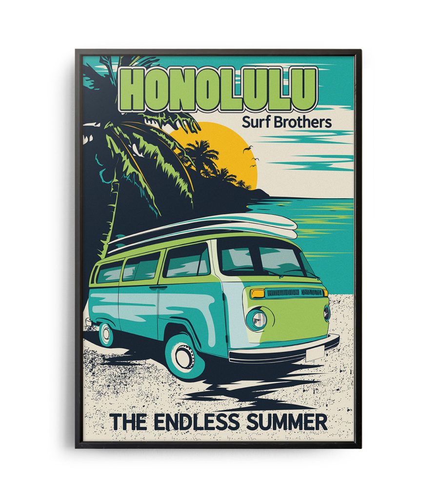 Retro art deco Honolulu travel poster - Weekend Concept