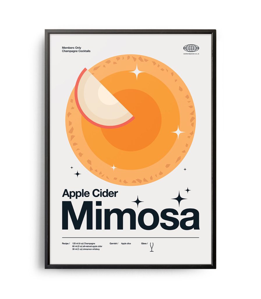 Mid-century modern Apple Cider Mimosa Cocktail poster - Weekend Concept