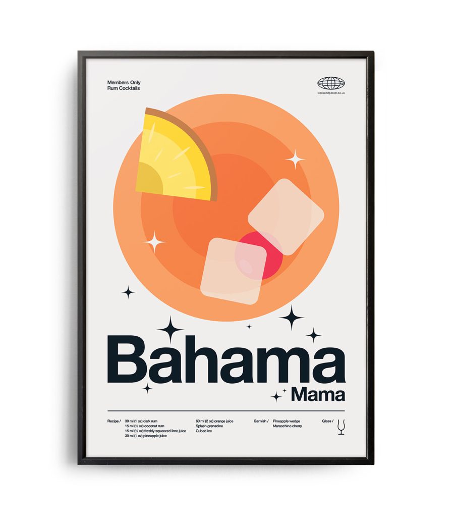 Mid-century modern Bahama Mama Cocktail poster - Weekend Concept