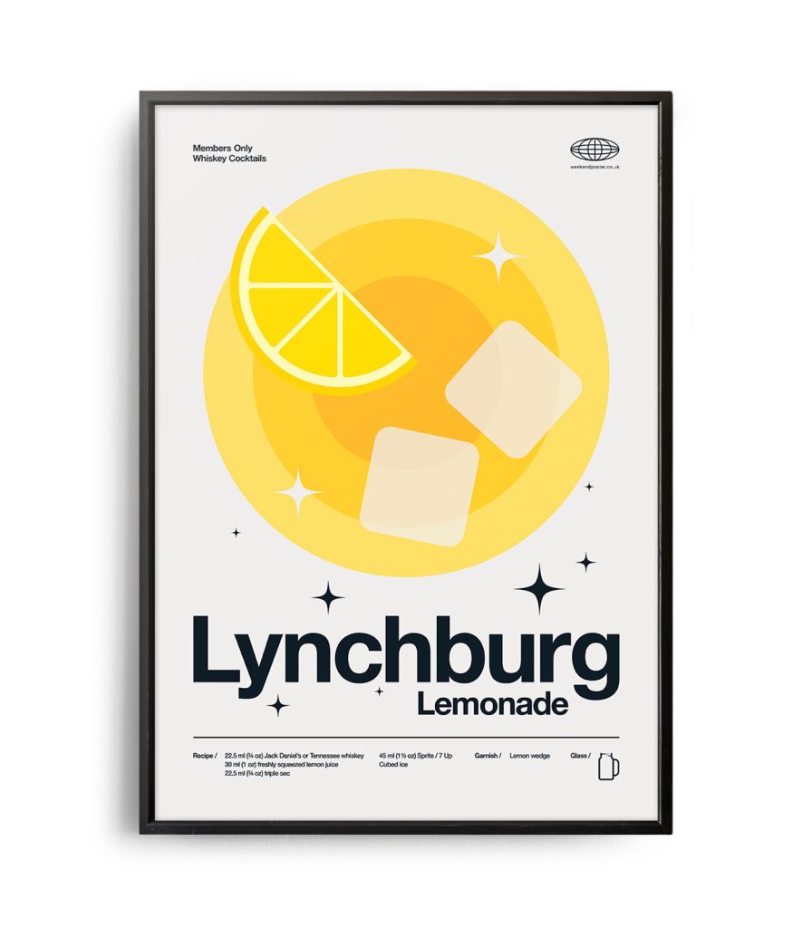 Mid-century modern Lynchburg Lemonade Cocktail poster - Weekend Concept
