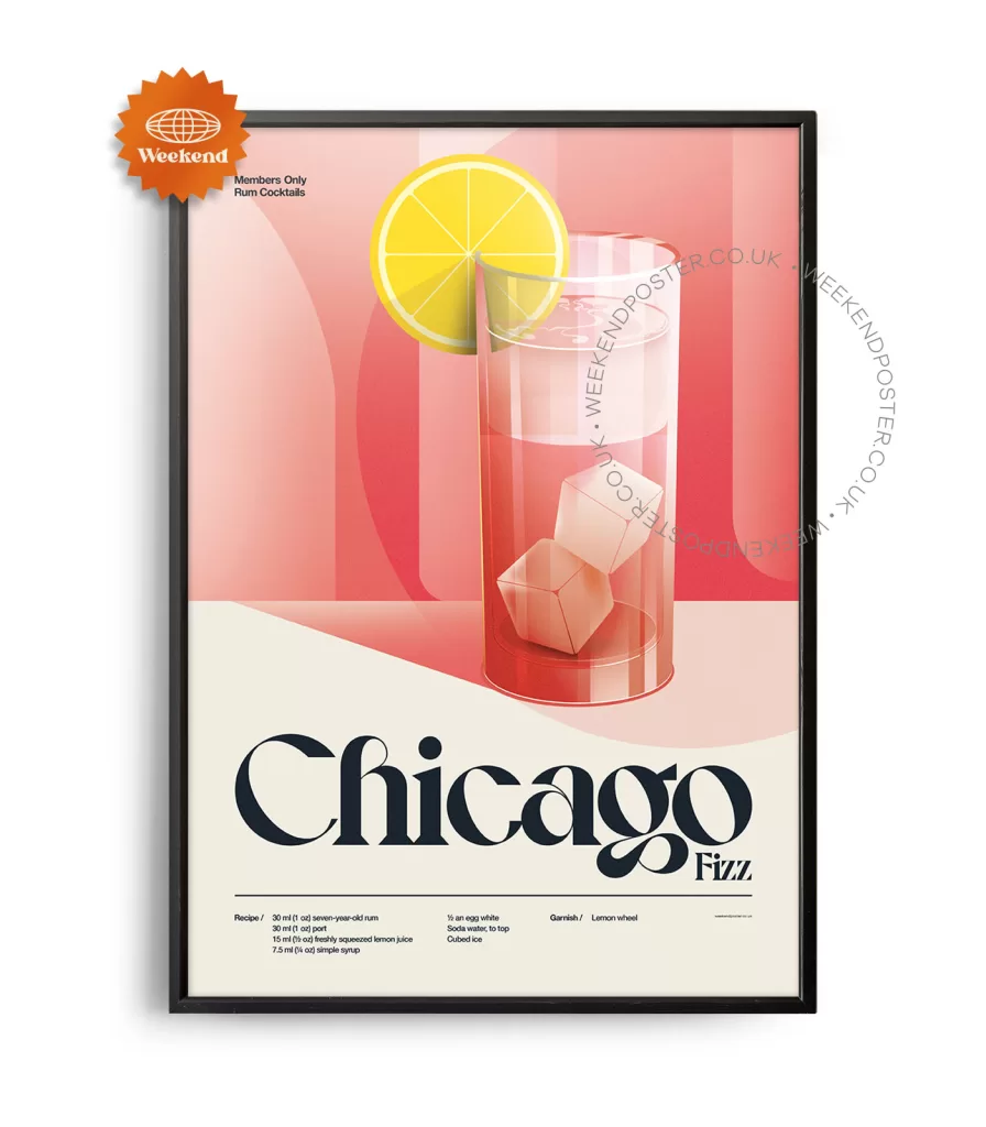 Mid-century retro Chicago Fizz Cocktail poster - Weekend Concept