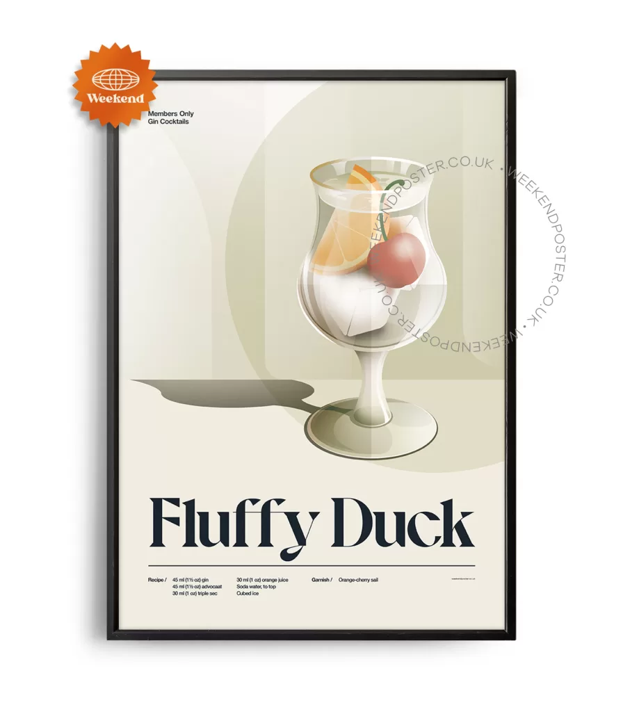 Mid-century retro Fluffy Duck Cocktail poster - Weekend Concept