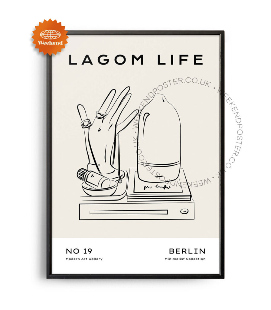 Lagom Life Berlin minimal black and white poster - Weekend Poster