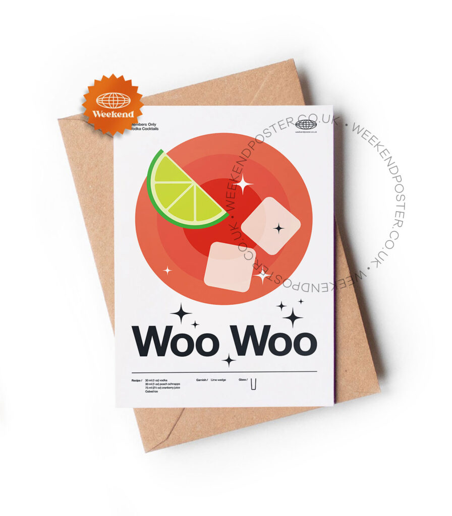 Mid-century modern Woo Woo Cocktail greeting card - Weekend Concept